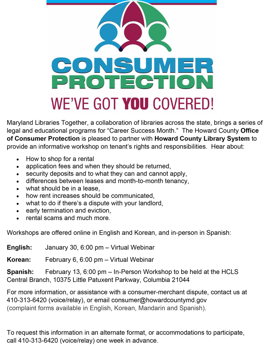 Landlord-Tenant Law: Know your rights (English) | Howard County