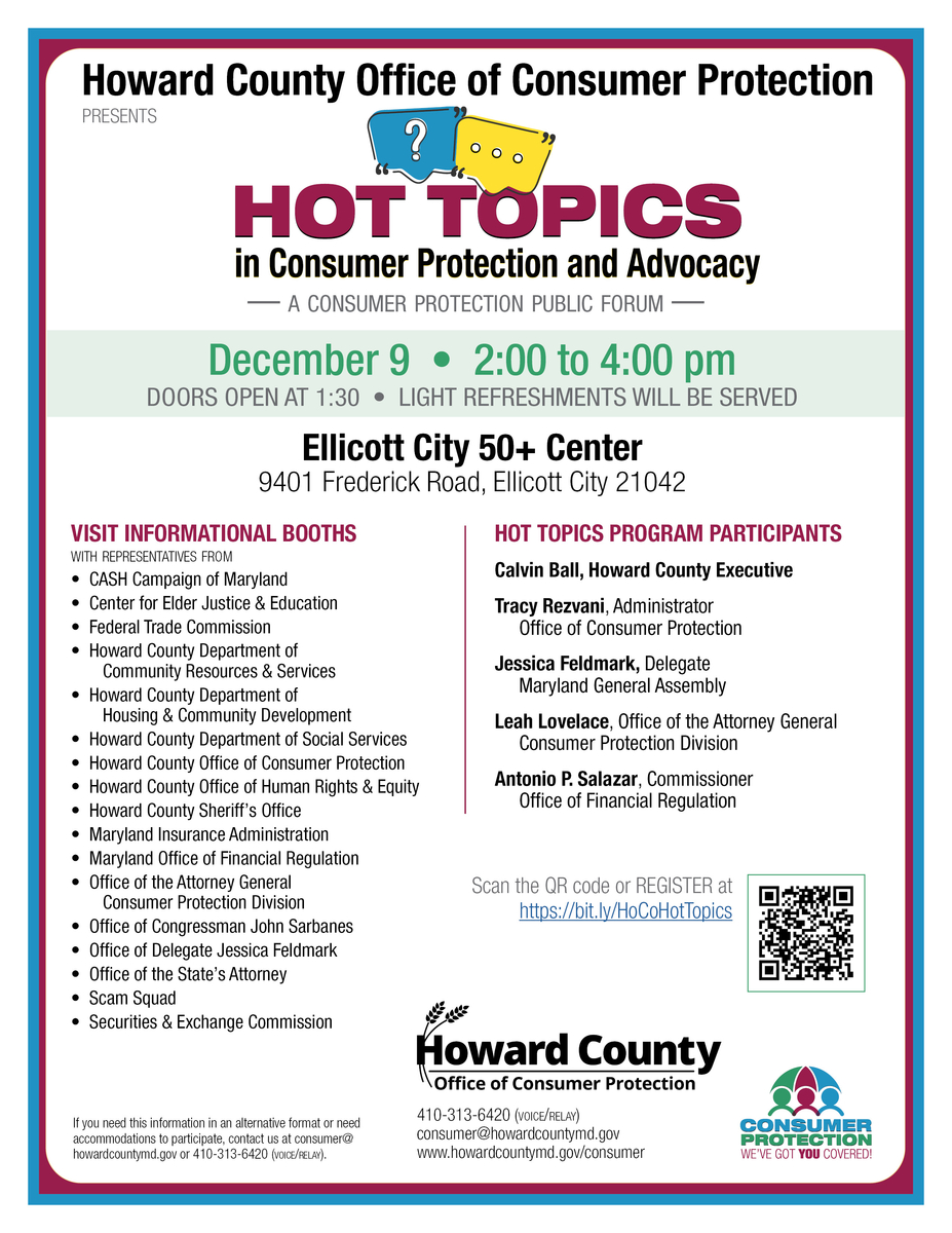 Hot Topics in Consumer Protection and Advocacy 2023 | Howard County