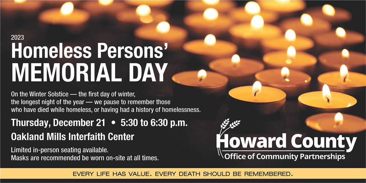 2023 Howard County Homeless Persons' Memorial | Howard County